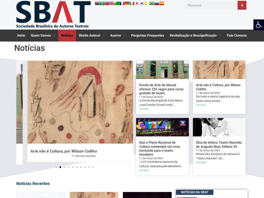 Portal de Notícias | SBAT - Sociedade Brasileira de Autores Teatrais